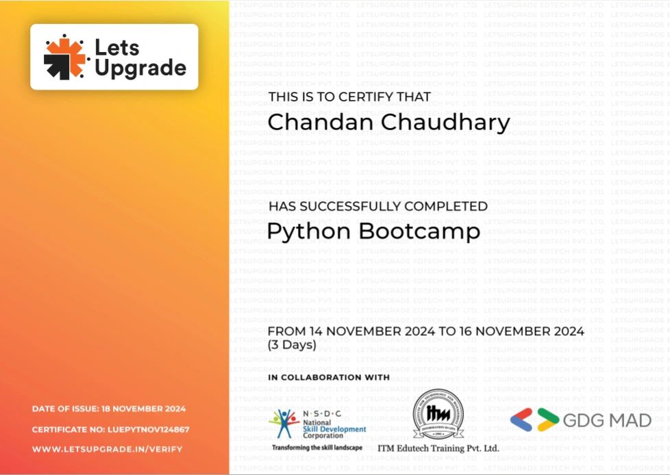 chandan chaudhary on LinkedIn: #python #certificate chandan chaudhary on LinkedIn: #python #certificate