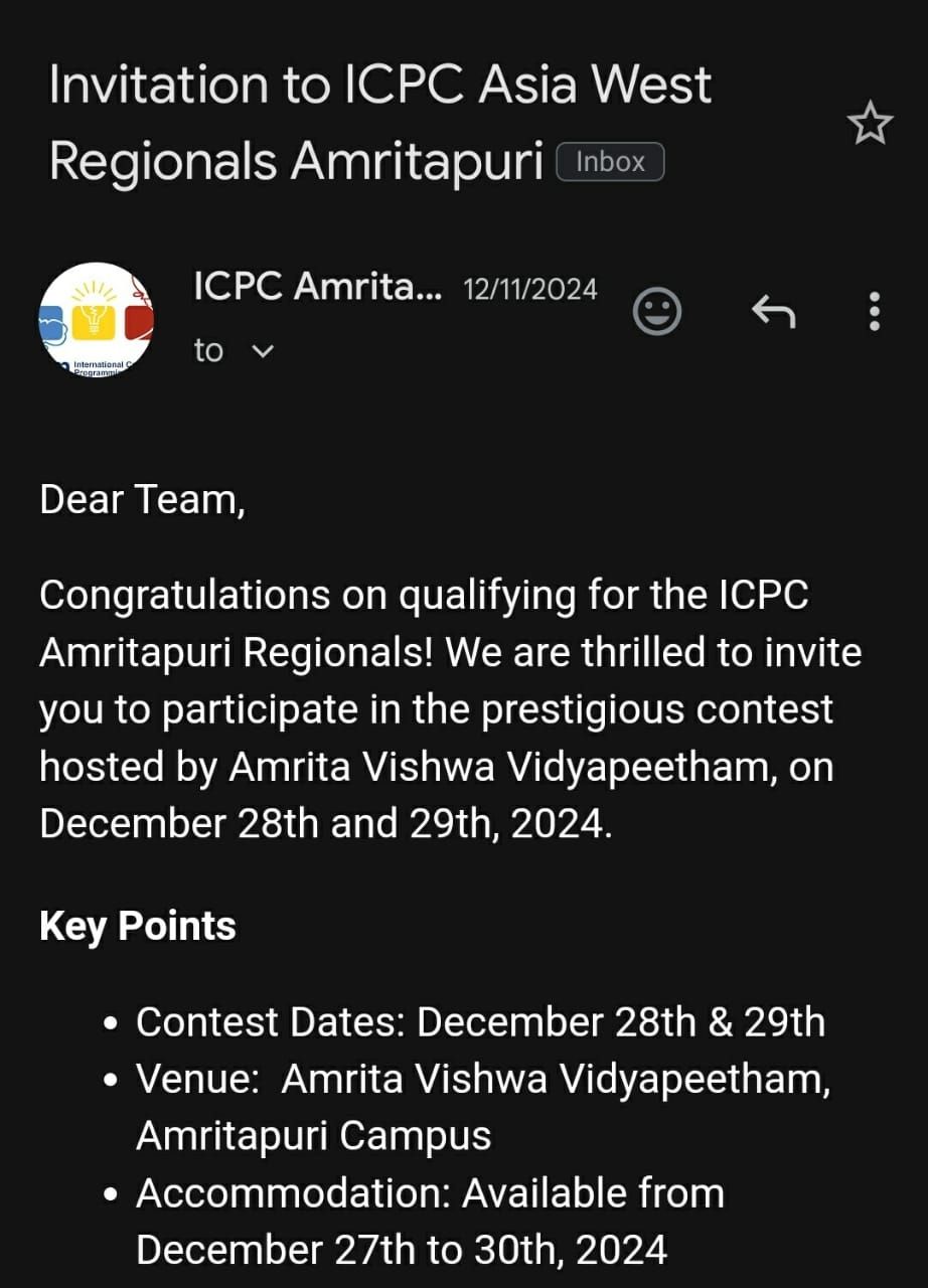 Avinash S on LinkedIn: #icpc #icpc2024 #competitiveprogramming #codeforces Avinash S on LinkedIn: #icpc #icpc2024 #competitiveprogramming #codeforces