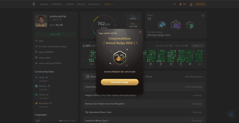 Udata Aditya on LinkedIn: #leetcode #codingjourney #300daystreak # ... Udata Aditya on LinkedIn: #leetcode #codingjourney #300daystreak # ...