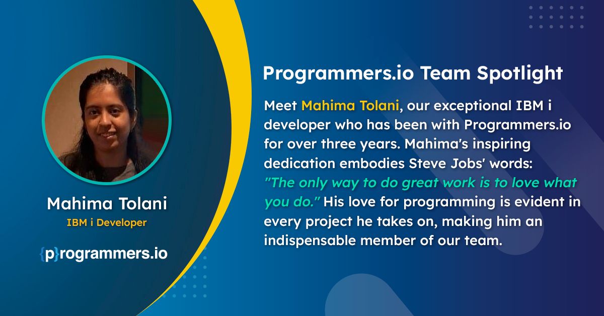 Programmers.io on LinkedIn: #tuesdayspotlight #programmersio #ibmi # ... Programmers.io on LinkedIn: #tuesdayspotlight #programmersio #ibmi # ...