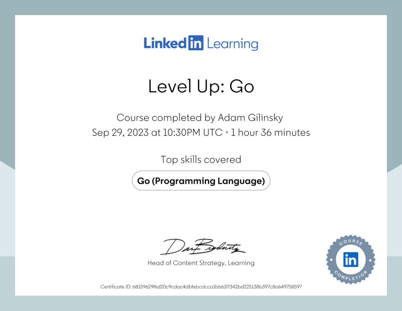 Adam Gilinsky on LinkedIn: Certificate of Completion Adam Gilinsky on LinkedIn: Certificate of Completion