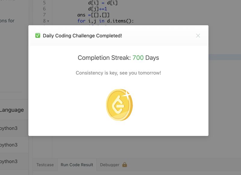 After 700 days of LeetCode, I'm happy. | Prateek Goel posted on the ... After 700 days of LeetCode, I'm happy. | Prateek Goel posted on the ...