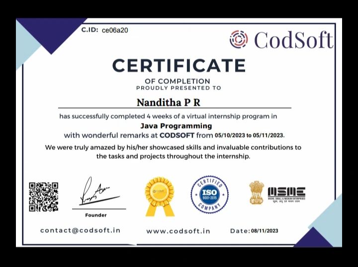 Nanditha P R on LinkedIn: I'm happy to announce that I received a Java ... Nanditha P R on LinkedIn: I'm happy to announce that I received a Java ...