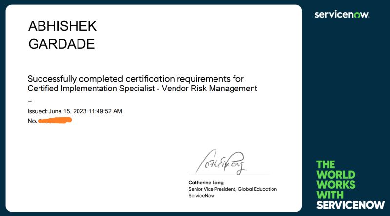 Abhishek Gardade on LinkedIn: #servicenow #servicenowcertification #grc ... Abhishek Gardade on LinkedIn: #servicenow #servicenowcertification #grc ...