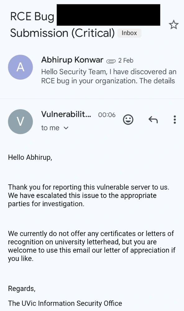 Abhirup Konwar on LinkedIn: 🔥Reported Unauthenticated RCE Vulnerability ... Abhirup Konwar on LinkedIn: 🔥Reported Unauthenticated RCE Vulnerability ...