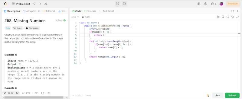 LeetCode problem #268: Missing Number | Kumar Garg posted on the topic ... LeetCode problem #268: Missing Number | Kumar Garg posted on the topic ...