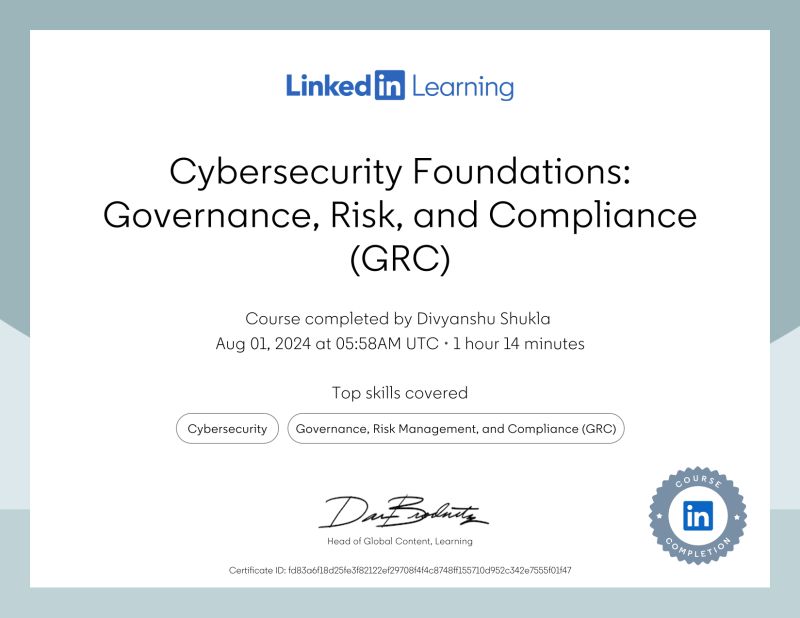 Divyanshu Shukla on LinkedIn: Certificate of Completion Divyanshu Shukla on LinkedIn: Certificate of Completion