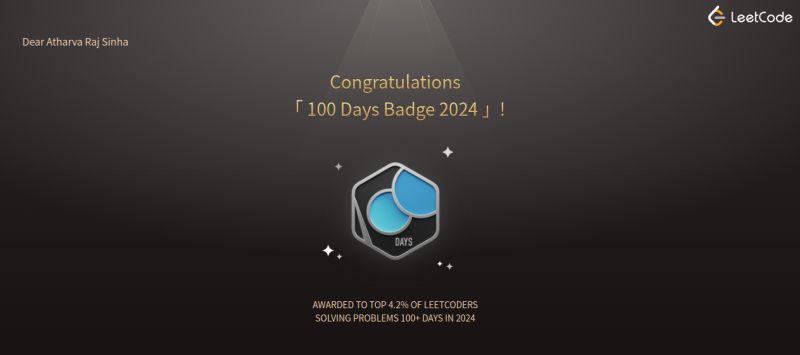 Atharva Raj Sinha on LinkedIn: #codingjourney #leetcode #100daysbadge # ... Atharva Raj Sinha on LinkedIn: #codingjourney #leetcode #100daysbadge # ...