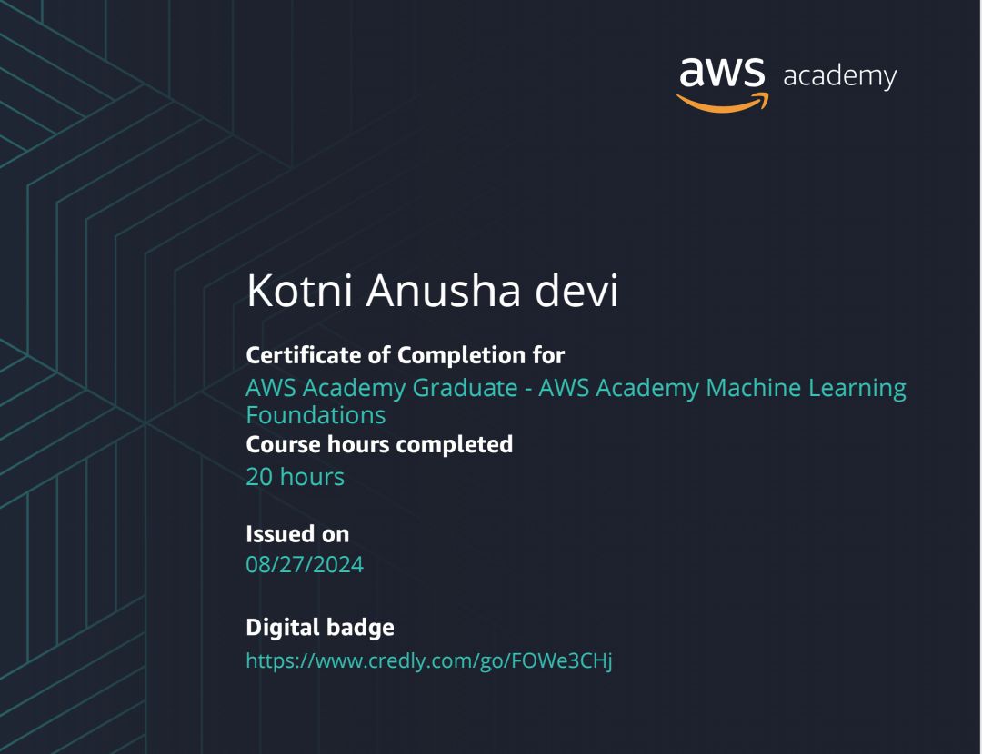 Anusha Devi Kotni on LinkedIn: #aws #machinelearning # ... Anusha Devi Kotni on LinkedIn: #aws #machinelearning # ...