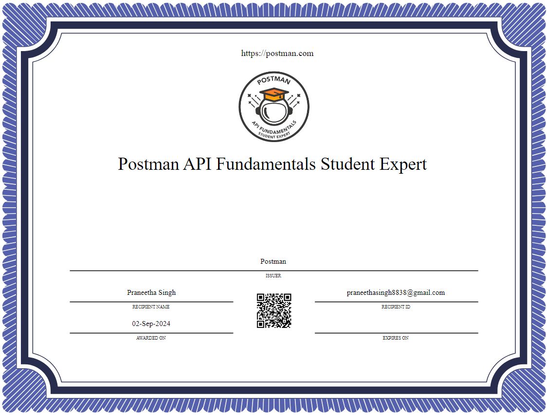 Praneetha Singh Bekkam on LinkedIn: #postmanapi #postmanstudent # ... Praneetha Singh Bekkam on LinkedIn: #postmanapi #postmanstudent # ...