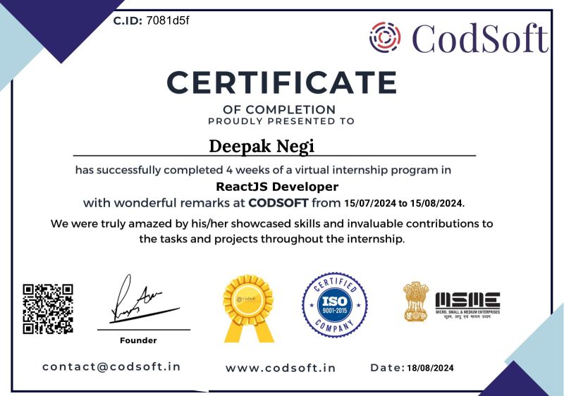Deepak Negi on LinkedIn: #codsoft #internship Deepak Negi on LinkedIn: #codsoft #internship