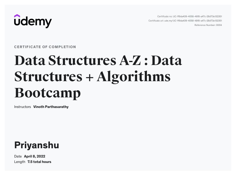 Priyanshu . on LinkedIn: #datastructures #algorithms #udemy # ... Priyanshu . on LinkedIn: #datastructures #algorithms #udemy # ...