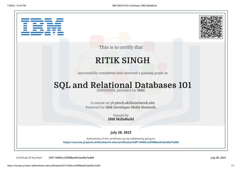 I’m happy to share that I’ve obtained a new certification: SQL and ... I’m happy to share that I’ve obtained a new certification: SQL and ...