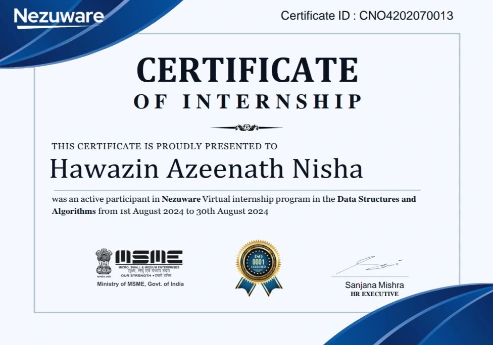 Hawazin Azeenath Nisha on LinkedIn: #datastructures #algorithms # ... Hawazin Azeenath Nisha on LinkedIn: #datastructures #algorithms # ...