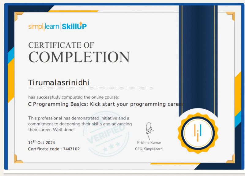 #cprogramming #certification #coding #learning #programming | Srinidhi ... #cprogramming #certification #coding #learning #programming | Srinidhi ...