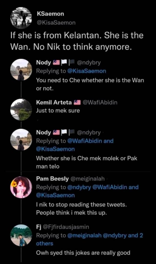 I am the Wan.. No Nik to Che and Mek sure of that.. 😜🤣 | Wan Zainal ... I am the Wan.. No Nik to Che and Mek sure of that.. 😜🤣 | Wan Zainal ...