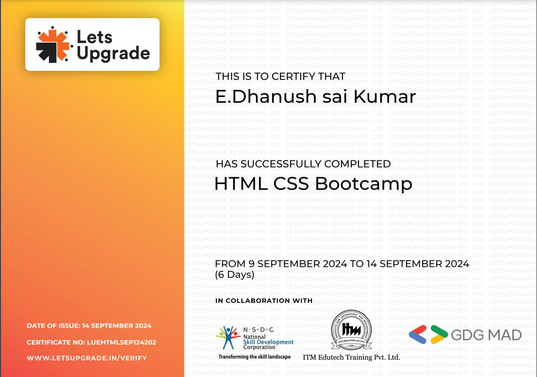 Dhanush sai kumar Eluripati on LinkedIn: Successfully completed HTML ... Dhanush sai kumar Eluripati on LinkedIn: Successfully completed HTML ...