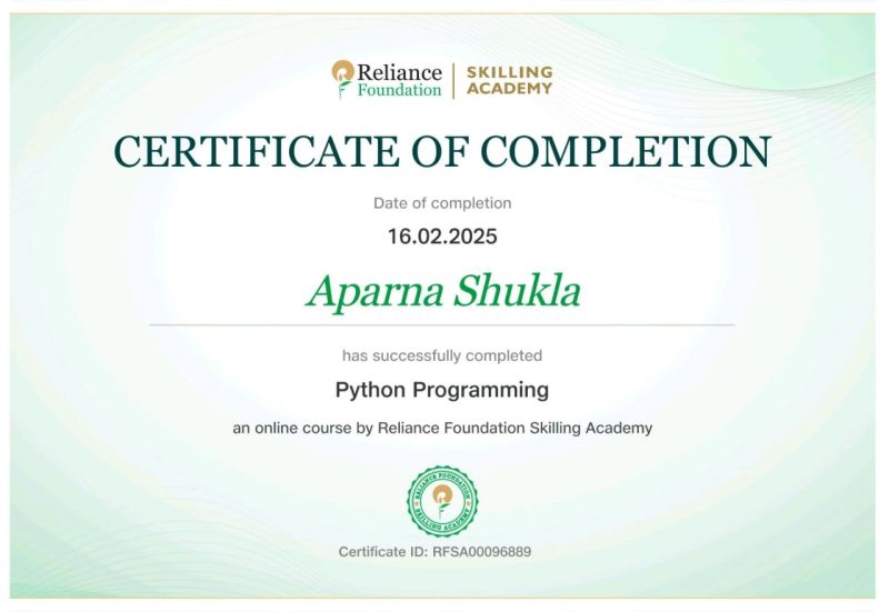 #python #learning #reliancefoundation #skilldevelopment | Aparna Shukla #python #learning #reliancefoundation #skilldevelopment | Aparna Shukla