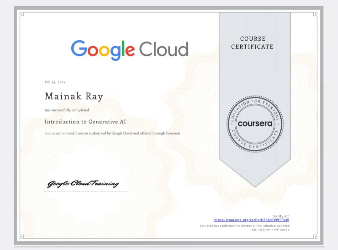 Completed Generative AI course from Google Cloud | Mainak Ray posted on ... Completed Generative AI course from Google Cloud | Mainak Ray posted on ...