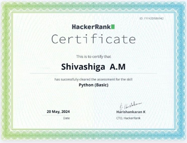 SHIVASHIGA A.M on LinkedIn: #python #hackerrank SHIVASHIGA A.M on LinkedIn: #python #hackerrank