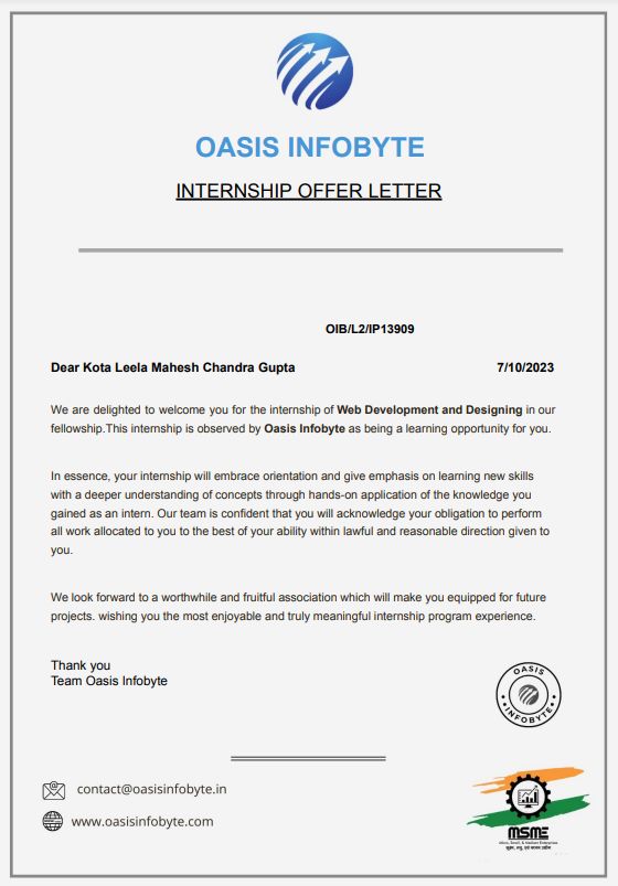 Mahesh Gupta on LinkedIn: #oasisinfobyte #learning Mahesh Gupta on LinkedIn: #oasisinfobyte #learning