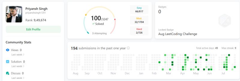 Priyansh Singh on LinkedIn: 🎉 Milestone Achieved: 100 LeetCode Problems ... Priyansh Singh on LinkedIn: 🎉 Milestone Achieved: 100 LeetCode Problems ...