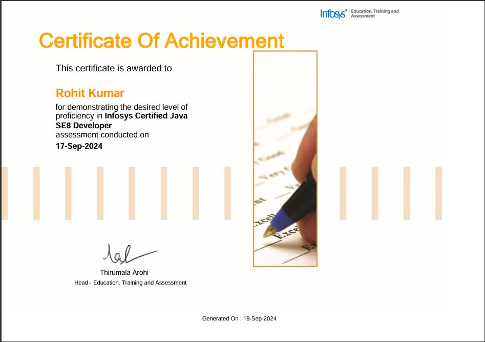 ROHIT KUMAR on LinkedIn: #javase8 #javadeveloper #certifiedprofessional ... ROHIT KUMAR on LinkedIn: #javase8 #javadeveloper #certifiedprofessional ...