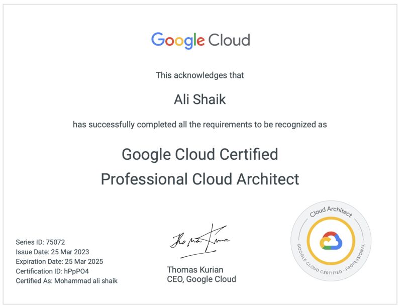 Ali Shaik on LinkedIn: #learning #cloud #tech #architect #google #gcp # ... Ali Shaik on LinkedIn: #learning #cloud #tech #architect #google #gcp # ...
