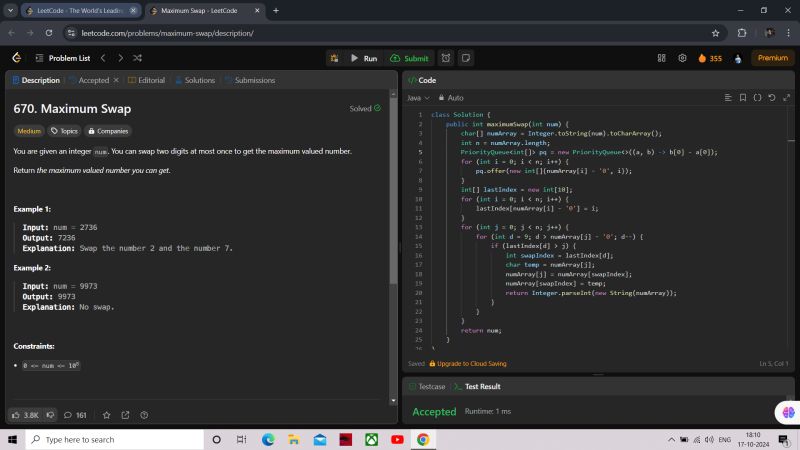 Tanzeel Ahmad on LinkedIn: #coding #leetcode #java #maximumswap Tanzeel Ahmad on LinkedIn: #coding #leetcode #java #maximumswap