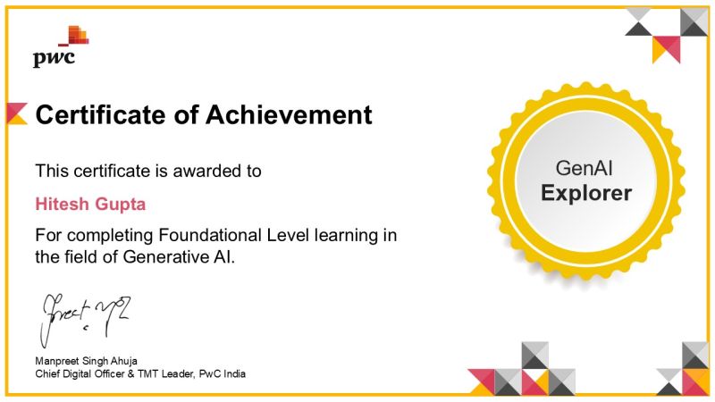 Hitesh Gupta on LinkedIn: Thrilled to have earned a certificate in ... Hitesh Gupta on LinkedIn: Thrilled to have earned a certificate in ...