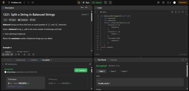 I solved LeetCode problem 1221 | Shinie Kiruba posted on the topic ... I solved LeetCode problem 1221 | Shinie Kiruba posted on the topic ...