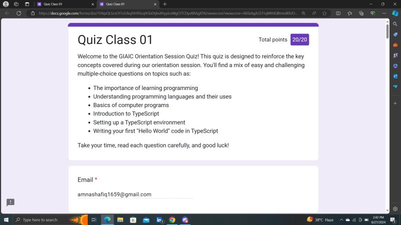 Finished TypeScript quiz for Class 1! | Amna Shafiq posted on the topic ... Finished TypeScript quiz for Class 1! | Amna Shafiq posted on the topic ...