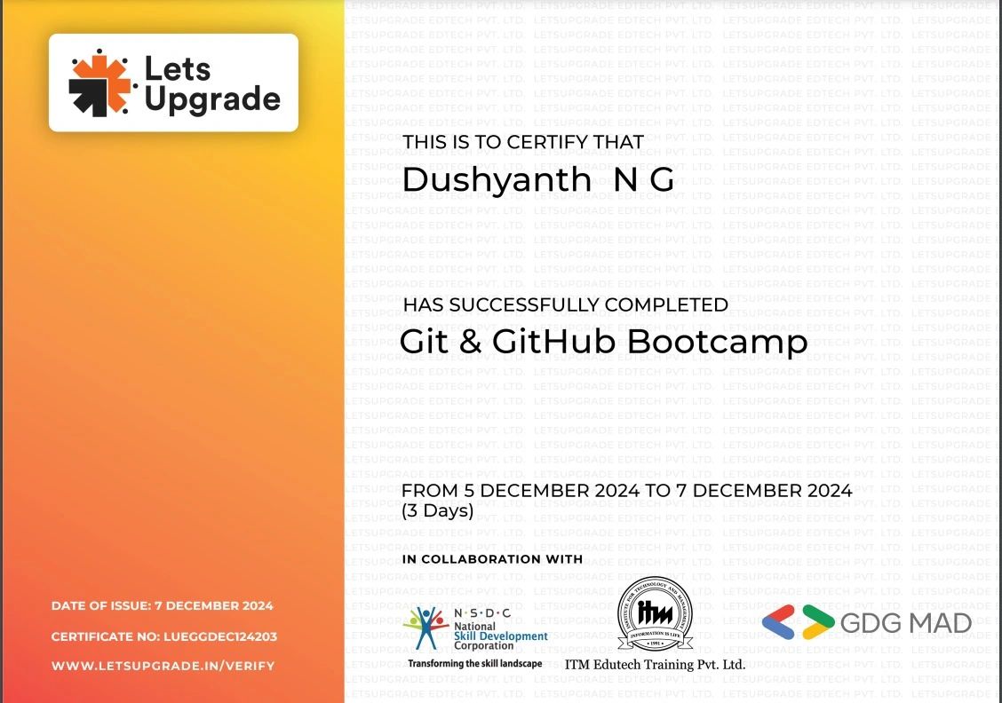 Dushyanth NG on LinkedIn: #github #git #python #letsupgrade #bootcamp Dushyanth NG on LinkedIn: #github #git #python #letsupgrade #bootcamp