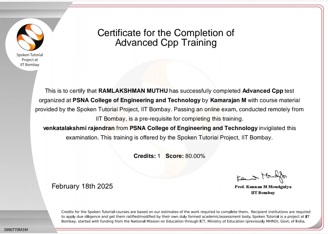 #cplusplus #programming #learning #careergrowth | RAM LAKSHMAN S M IT ... #cplusplus #programming #learning #careergrowth | RAM LAKSHMAN S M IT ...