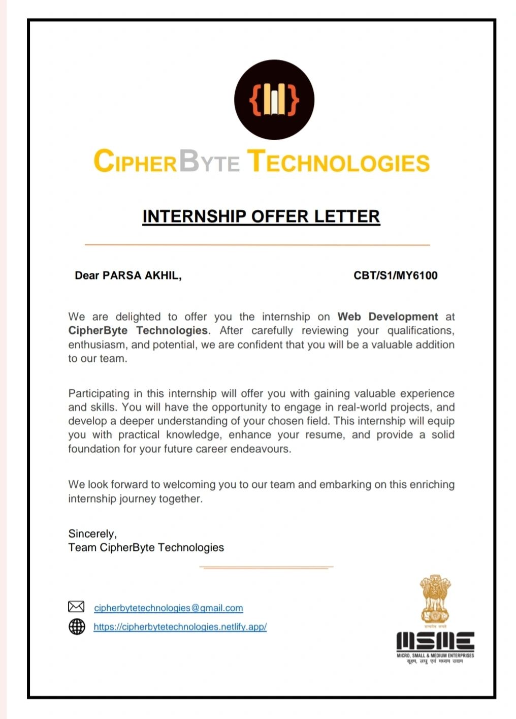 AKHIL PARSA on LinkedIn: #cipherbytetechnologies #internshipjourney # ... AKHIL PARSA on LinkedIn: #cipherbytetechnologies #internshipjourney # ...