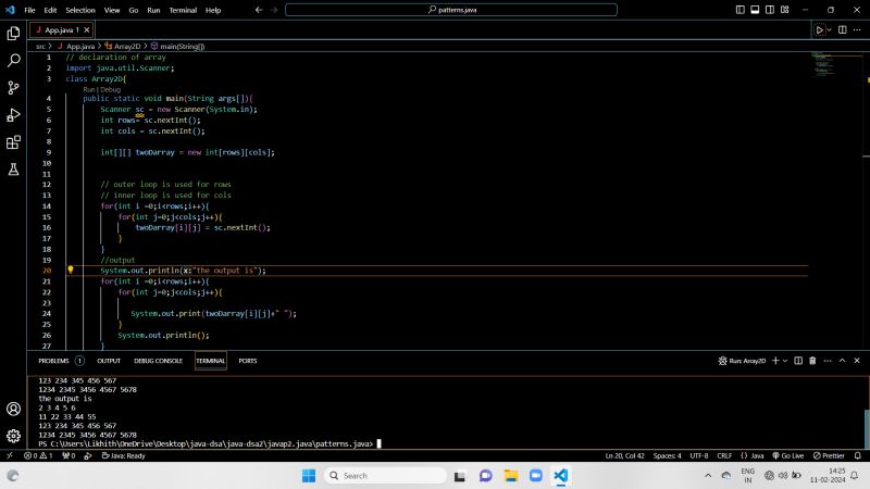 Day-08 learning Java and DSA learnt 2-Dimensional Array Concept in ... Day-08 learning Java and DSA learnt 2-Dimensional Array Concept in ...