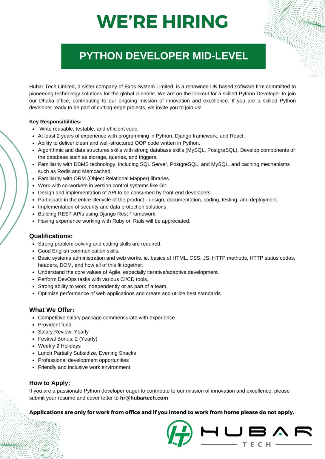 #hirring #python #pythonprogramming #pythondeveloper #jobhiring | Hubar ... #hirring #python #pythonprogramming #pythondeveloper #jobhiring | Hubar ...
