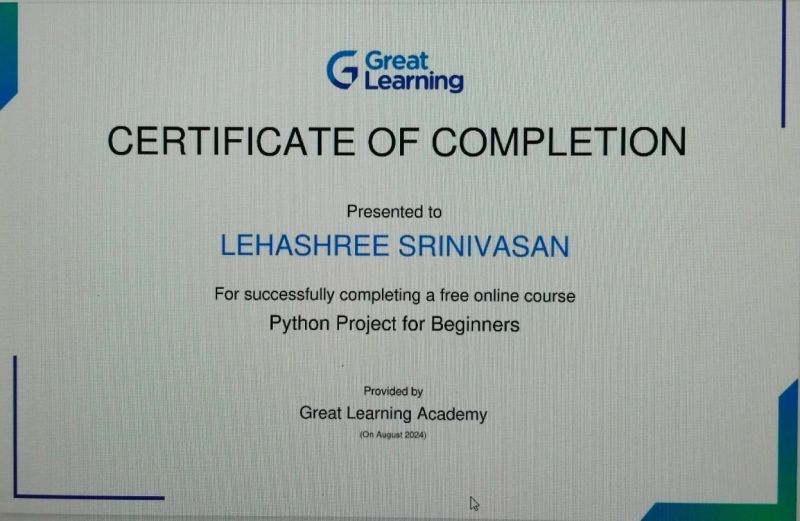LEHASHREE SRINIVASAN on LinkedIn: #python #learning #greatlearning # ... LEHASHREE SRINIVASAN on LinkedIn: #python #learning #greatlearning # ...