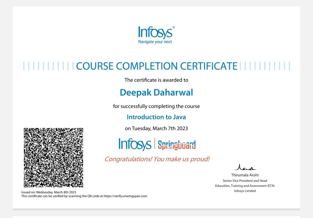 Deepak Daharwal on LinkedIn: #java #javaprogramming #infosys #java # ... Deepak Daharwal on LinkedIn: #java #javaprogramming #infosys #java # ...