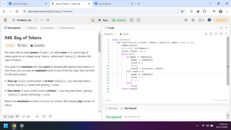 Ghulam Abbas on LinkedIn: ๐ Solving LeetCode Problem 948: Bag of Tokens ... Ghulam Abbas on LinkedIn: ๐ Solving LeetCode Problem 948: Bag of Tokens ...