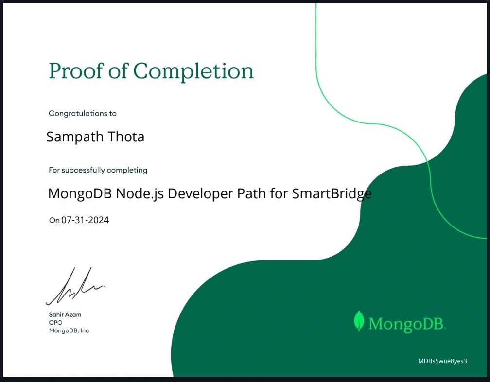 Sampath Thota on LinkedIn: #mongodb #nodejs #smartbridge #developer # ... Sampath Thota on LinkedIn: #mongodb #nodejs #smartbridge #developer # ...
