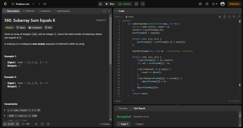 #dsa #leetcode #prefixsum #optimization #subarraysum #problemsolving ... #dsa #leetcode #prefixsum #optimization #subarraysum #problemsolving ...
