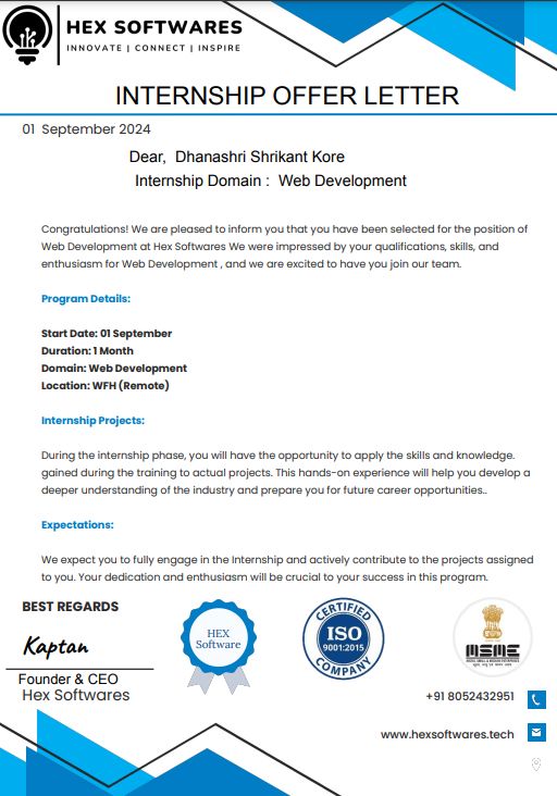 Dhanashri Kore on LinkedIn: #webdevelopment #internship #careergrowth # ... Dhanashri Kore on LinkedIn: #webdevelopment #internship #careergrowth # ...