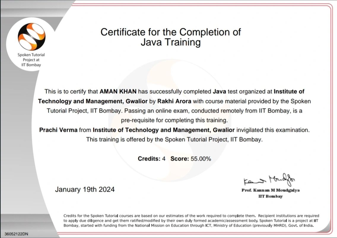 Aman Khan on LinkedIn: #itmgwalior #java #javaprogramming Aman Khan on LinkedIn: #itmgwalior #java #javaprogramming