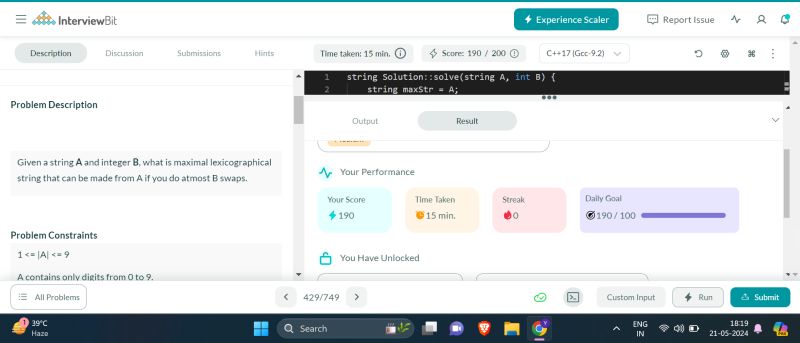 Completed #day141 of #365daysofcode on Interviewbit | Yashasvi S ... Completed #day141 of #365daysofcode on Interviewbit | Yashasvi S ...