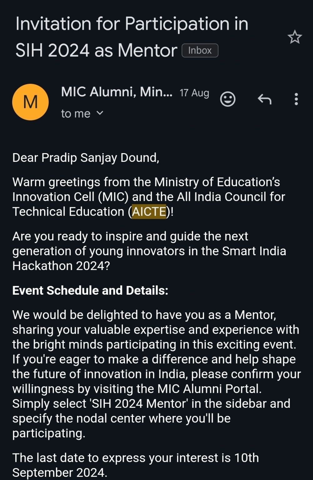 Pradip Dound on LinkedIn: #sih2024 #mentorship #innovation #fullcircle ... Pradip Dound on LinkedIn: #sih2024 #mentorship #innovation #fullcircle ...