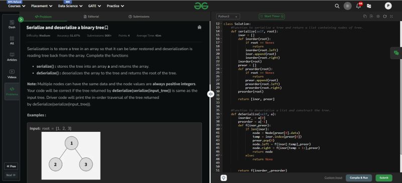 #gfg160 #gfg160 #geeksforgeeks #binarytree #serialization #dsa… | Parth ... #gfg160 #gfg160 #geeksforgeeks #binarytree #serialization #dsa… | Parth ...
