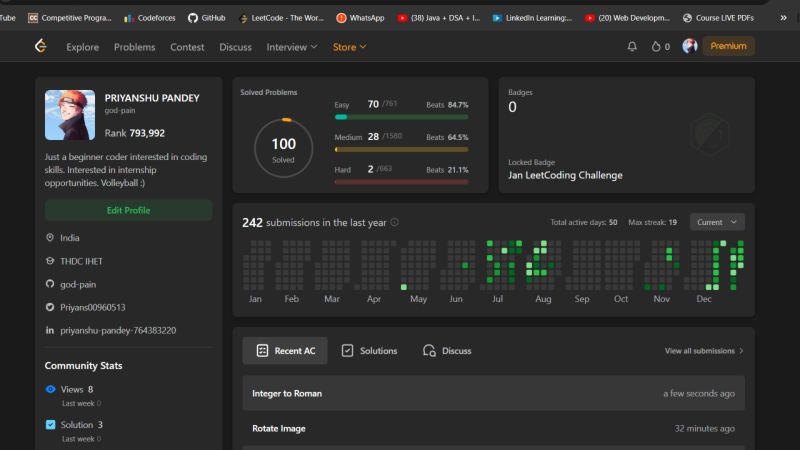 Passed 100 LeetCode DSA questions! | Priyanshu Pandey posted on the ... Passed 100 LeetCode DSA questions! | Priyanshu Pandey posted on the ...