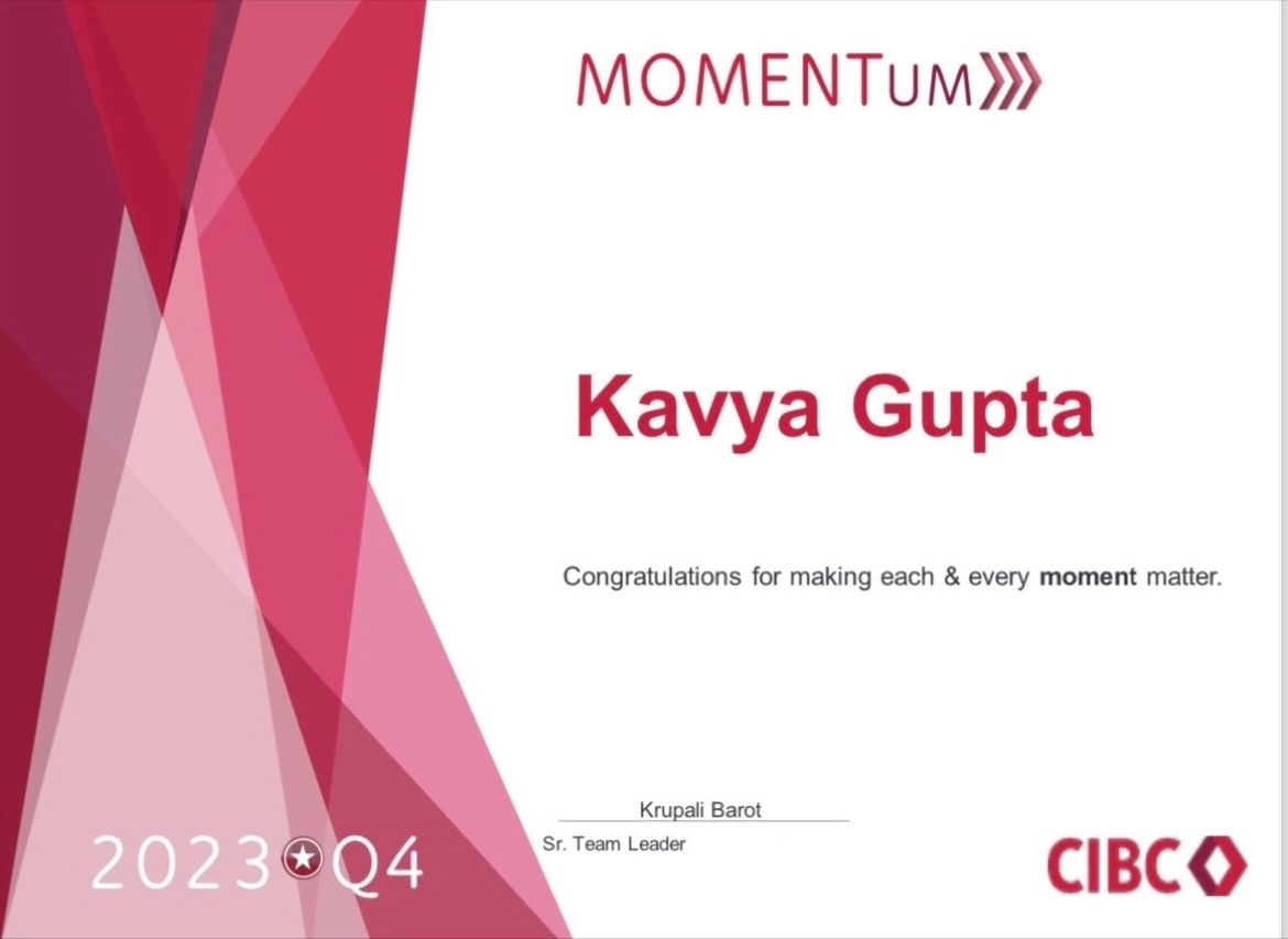 Kavya Gupta on LinkedIn: #cibc #momentum2023 Kavya Gupta on LinkedIn: #cibc #momentum2023