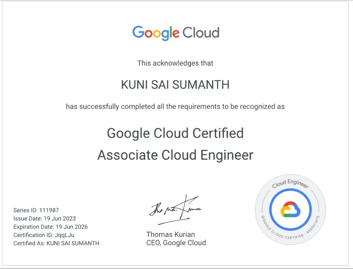 Sai Sumanth kuni on LinkedIn: #google #cloud #engineer Sai Sumanth kuni on LinkedIn: #google #cloud #engineer